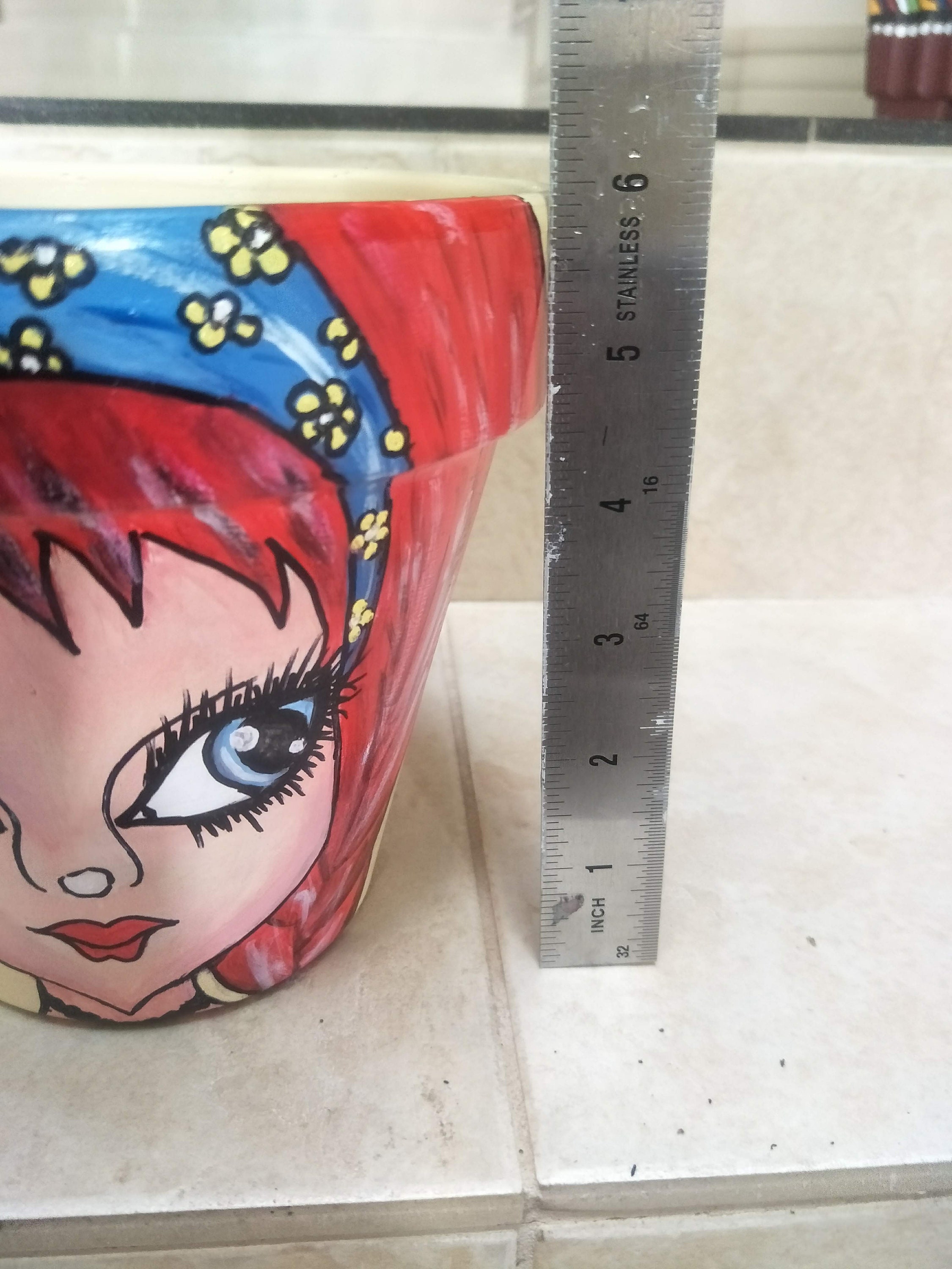 Hand Painted Terracotta Pot 15cm X 17cm Character Faces - Etsy