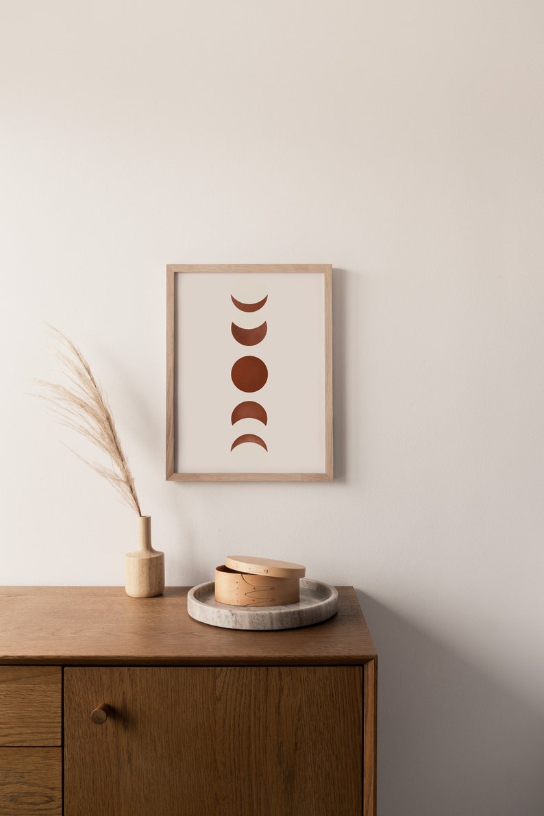 Moon Phases Art, Boho Moon Print, Boho Art Print, Terracotta Print ...