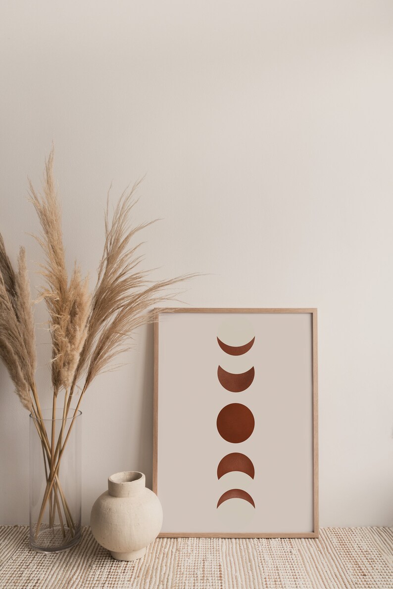 Moon Phases Art, Boho Moon Print, Boho Art Print, Terracotta Print ...