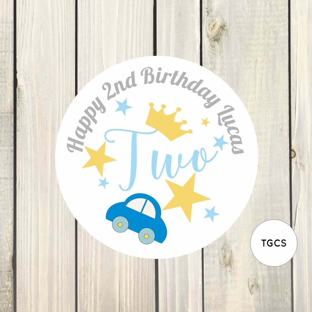 CUSTOM Two Birthday Stickers 37mm Circle & 51mm Circle, 2nd/party/gift ...