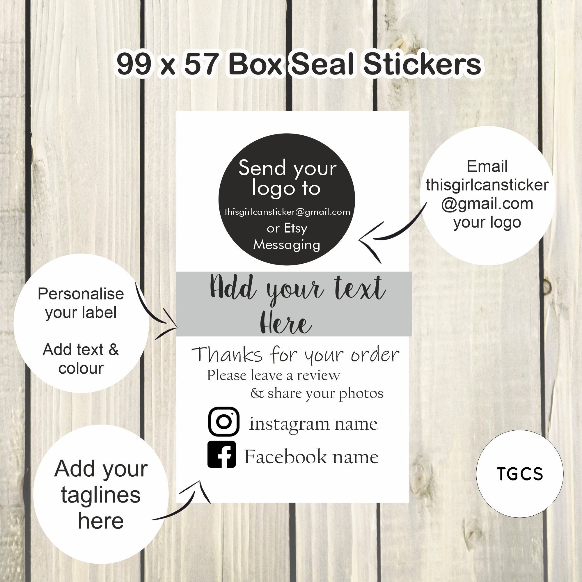 CUSTOM Box Seal Stickers 99 X 57mm Label Packaging/small - Etsy UK