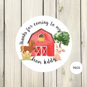 CUSTOM Farm Stickers 37mm Circle & 51mm Circle, Tractor, Red Barn, Cow ...