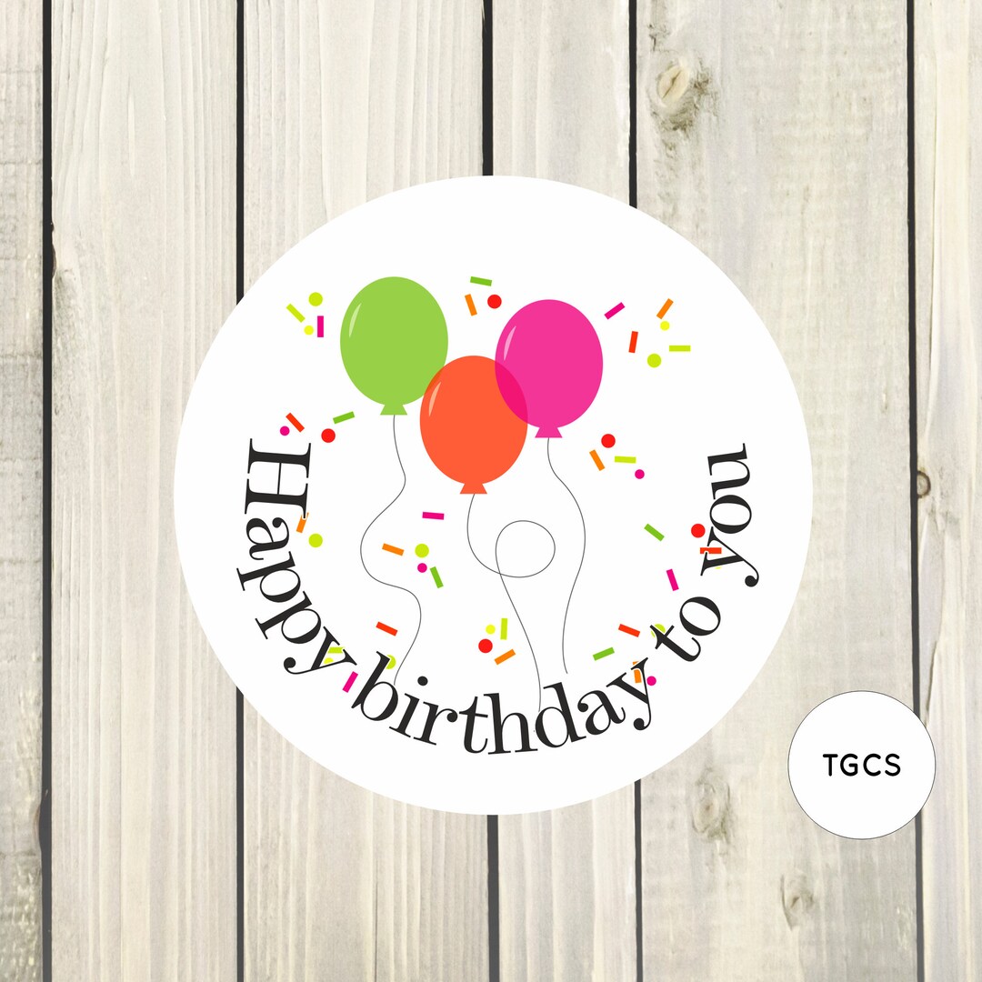 CUSTOM Party Balloon Stickers 37mm Circle & 51mm Circle, Confetti Label ...