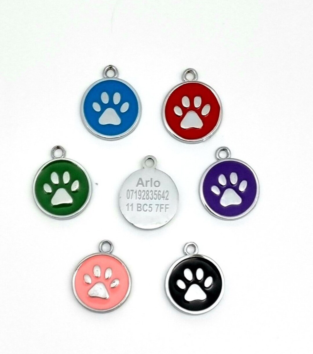 Personalized Engraved Pet Id Tag, Puppy Tag, Circle Tag, Paw Print Tags ...