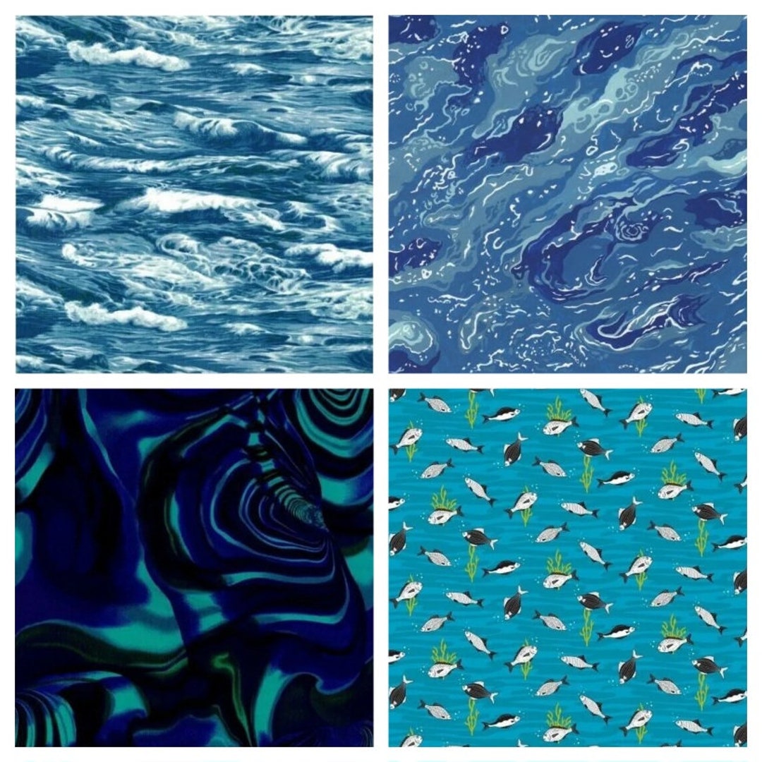 100% Cotton Patchwork Fabric Nutex Sea Ocean Waves - Etsy