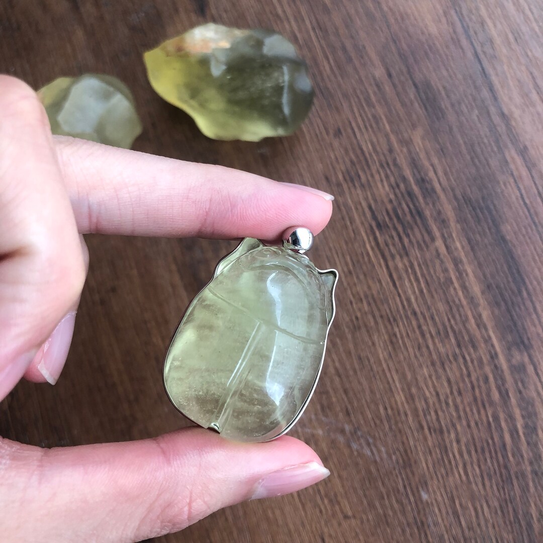 AAA Libyan Desert Glass Scarab | Rare Quality | 26.1g | 925 Silver ...