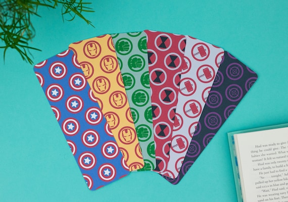 Marvel Character Inspired Bookmarks Avengers Symbols | Etsy
