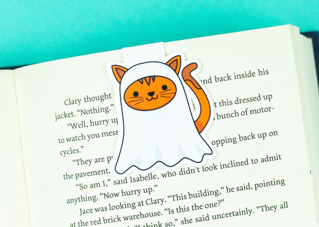 Cute Cat Ghost Magnetic Bookmark | Halloween Gift | Kitten Dressed as ...