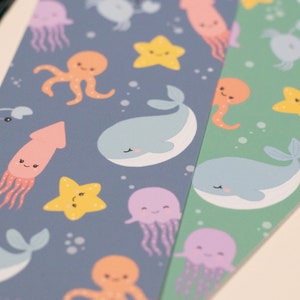 Cute Sea Creature Bookmark | Whale Lover Gift | Ocean Bookmark With ...