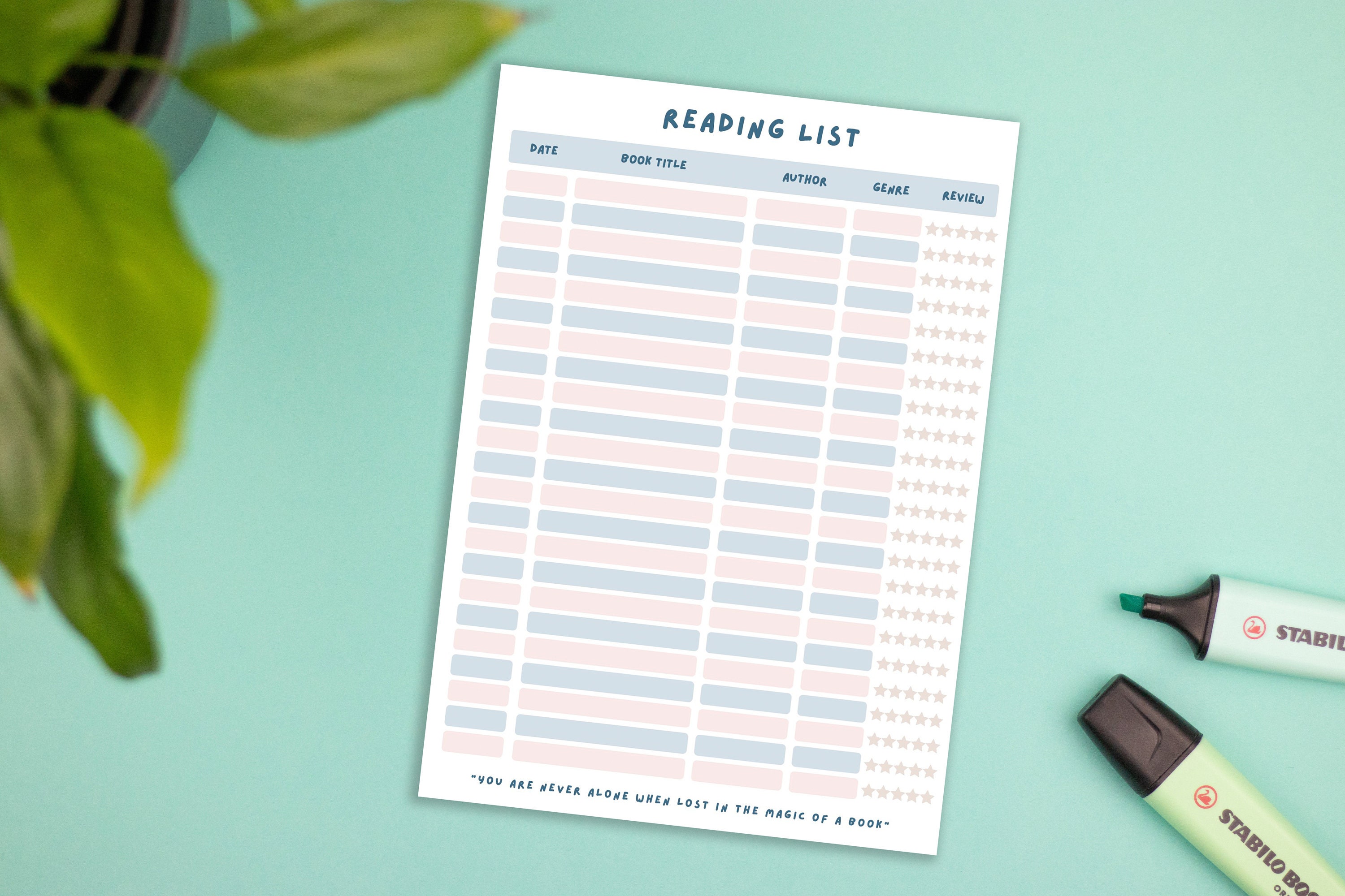 Printable Reading List Reading Tracker Downloadable | Etsy
