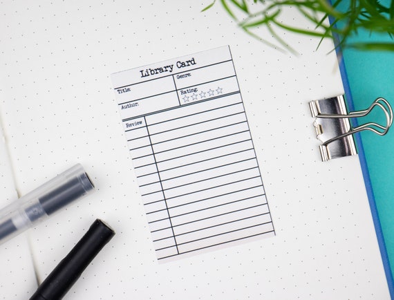Library Card Journal Stickers Book Review Sticker Book - Etsy
