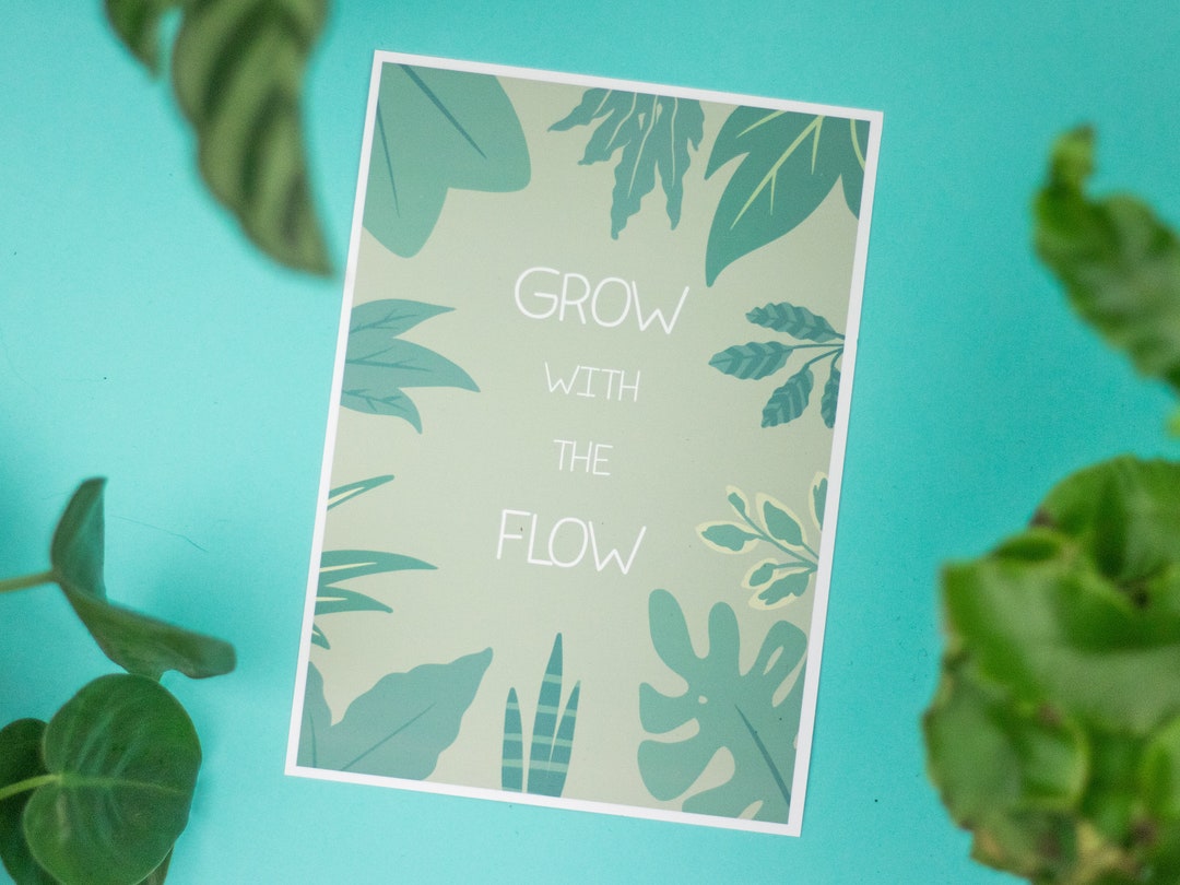 Grow With the Flow Print | Hand Drawn Print | House Plant Lovers Gift ...