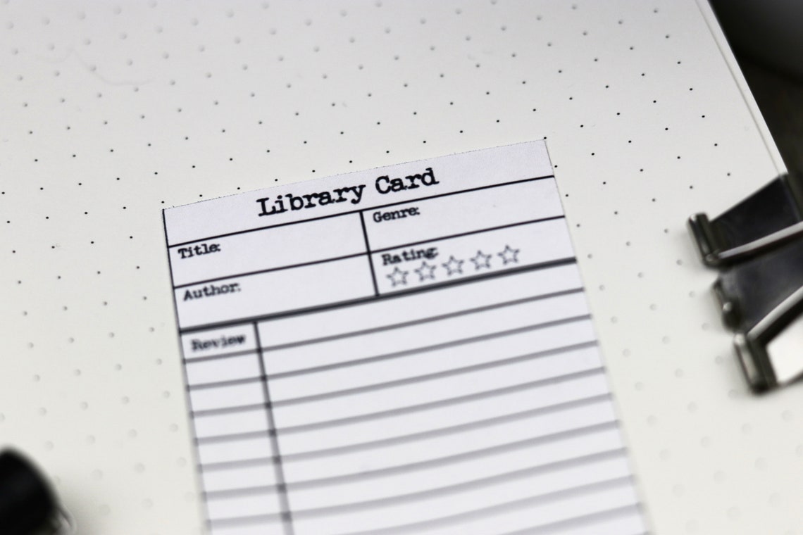Library Card Journal Stickers Book Review Sticker Book - Etsy