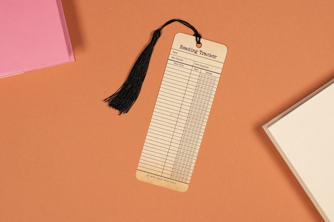 Reading Tracker Bookmark With Tassel | Writable Library Card Style ...