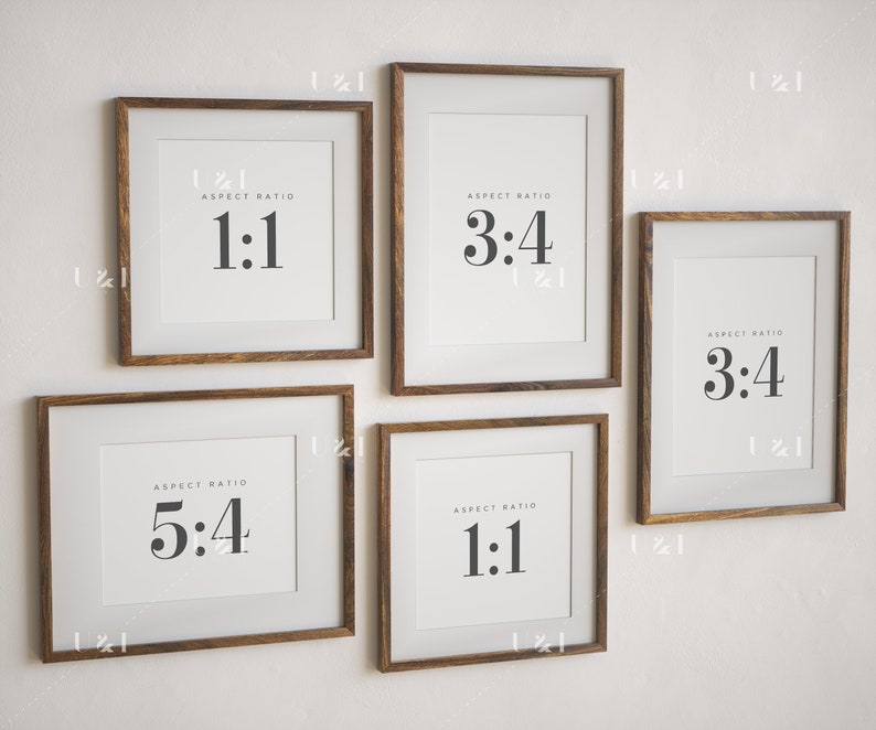 Gallery Frame Set of 5 Frames Minimalist Mockup Walnut Wood | Etsy