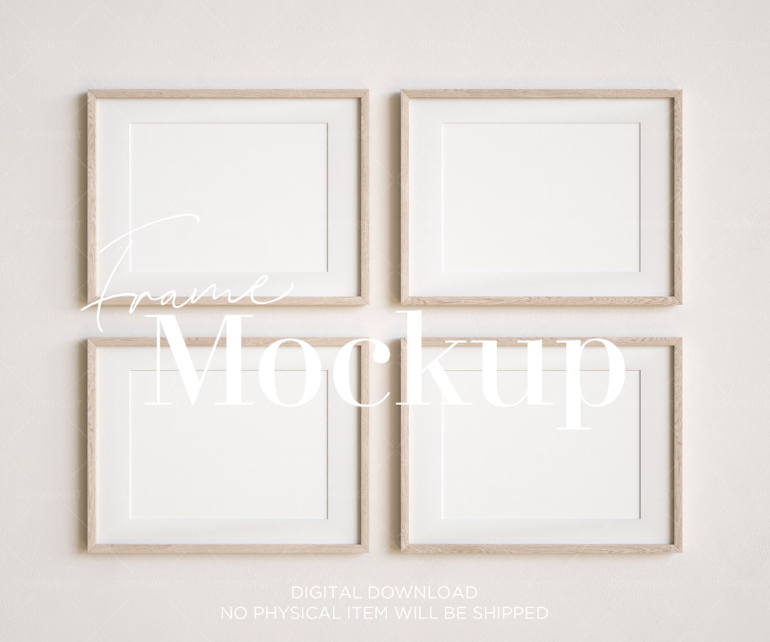 Gallery Wall Frame Mockup: 4 Horizontal Frames (digital Download) - Etsy