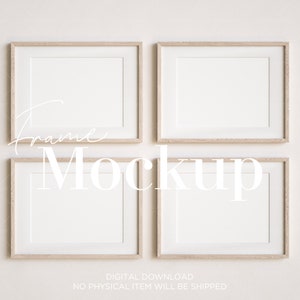 4 Frames Mockup, 3:4 Ratio, Frame Mockup With Passepartout, Horizontal ...
