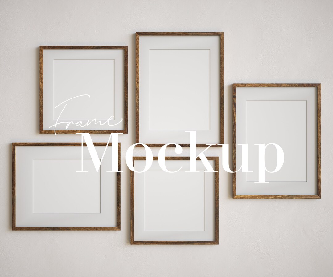 Boho Modern Frames, Minimalist 5 Frames Mockup, Interior Art Frame ...
