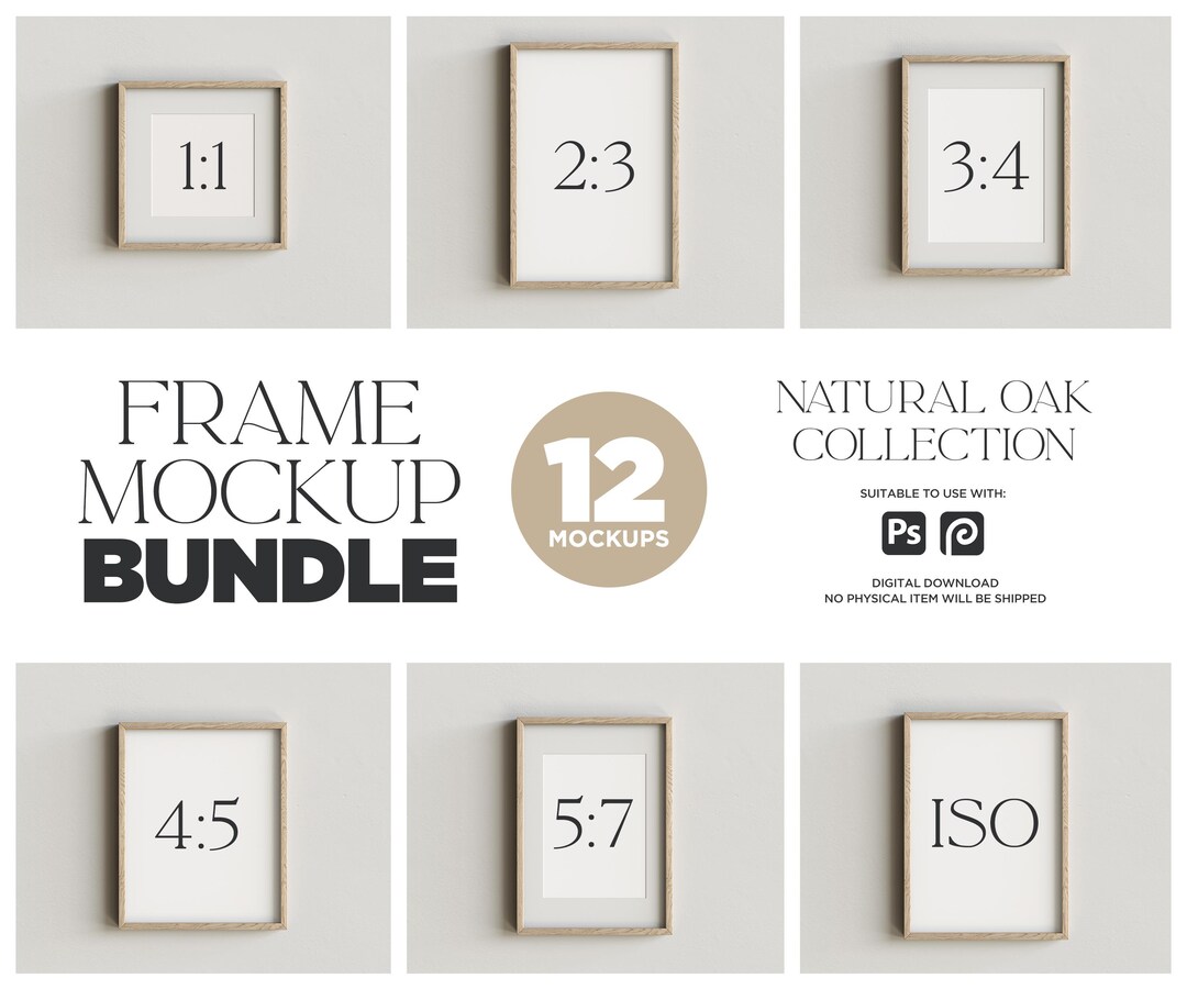Scandinavian Natural Oak Frame Mockup Bundle (digital Download) - Etsy