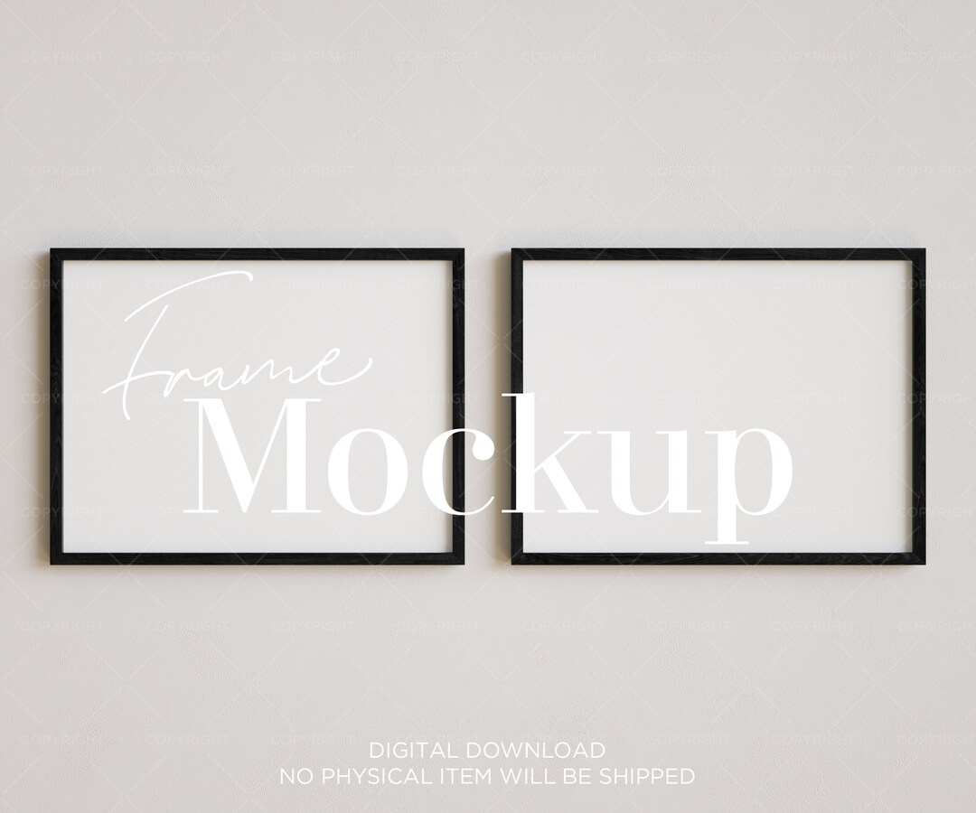 Gallery Wall Black Frame, Horizontal Frame Mockup, Black Frame Mockup ...