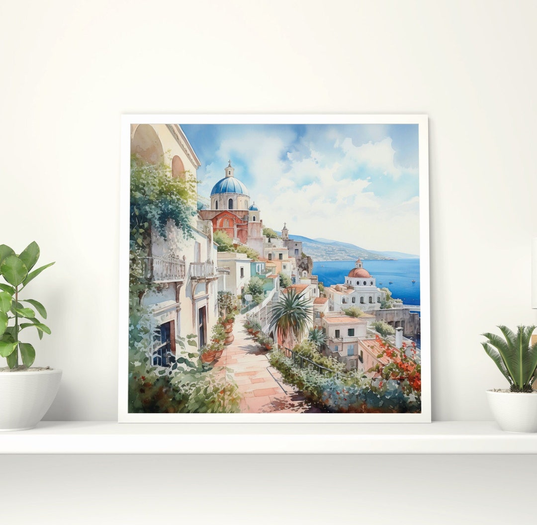 Capri, Itália, Italy, Mediterranean, Watercolour, Instant Download ...
