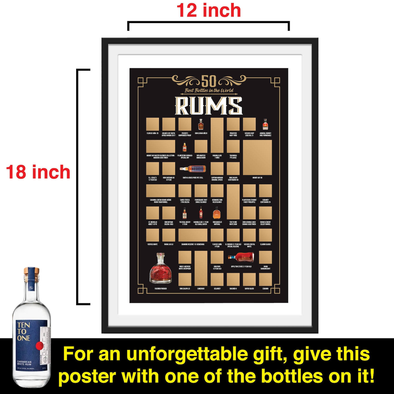 50 Best Rums Scratch off Poster, Rum Bucket List, Rum Gift for Men ...