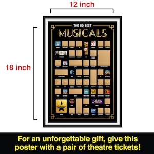 50 Best Musicals Scratch off Poster, Broadway Musicals Scratch Off ...
