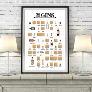 50 Best Gins Scratch off Poster, Gin Bucket List, Gin Lovers Gift, Home ...
