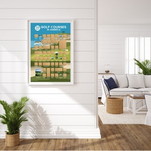 50 Best Golf Courses in the USA Scratch off Poster - Golf Course Map ...