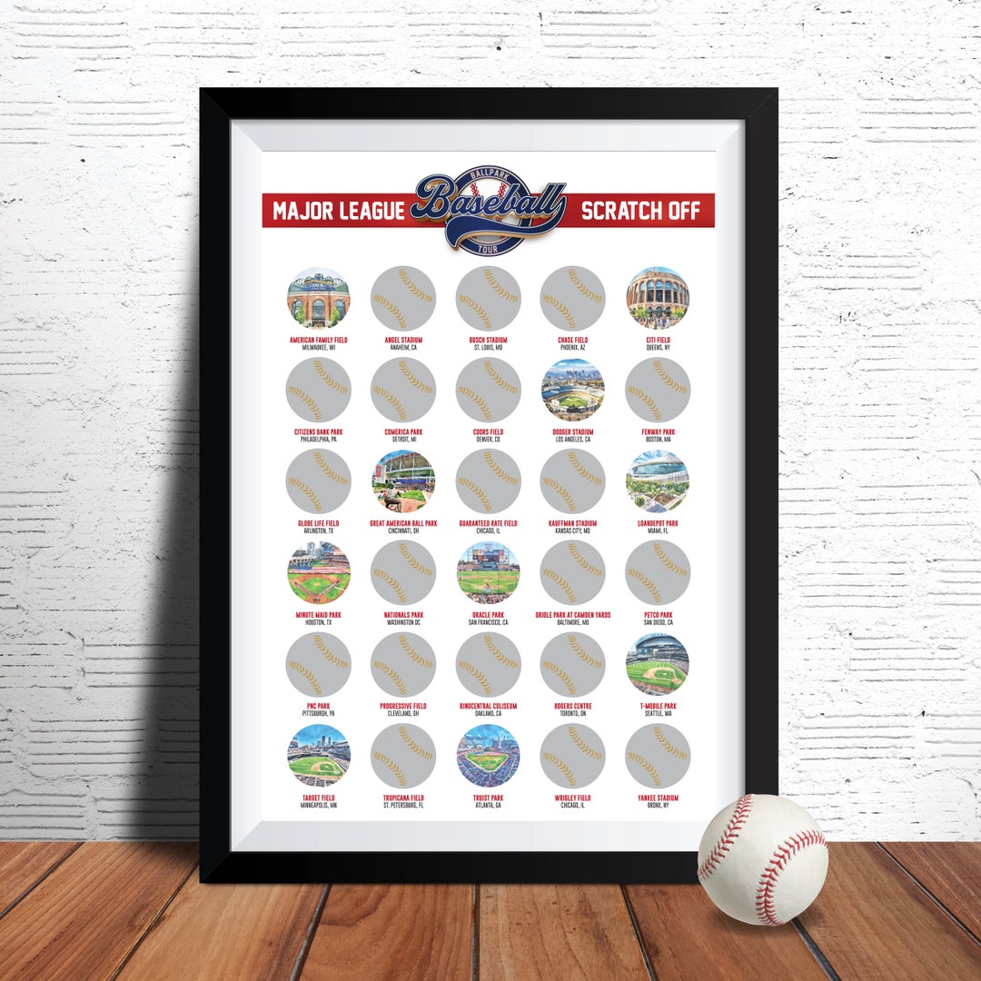 Baseball Stadium Scratch off Poster, Baseball Stadium Map, Baseball ...