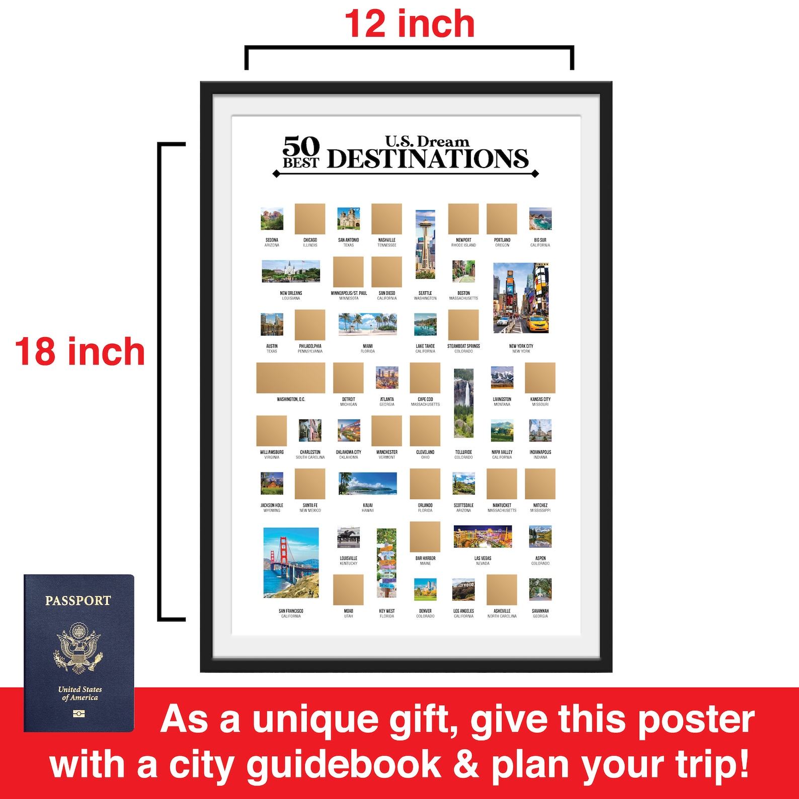 USA Bucket List Scratch off Poster, Travel Bucket List Map, US Travel ...
