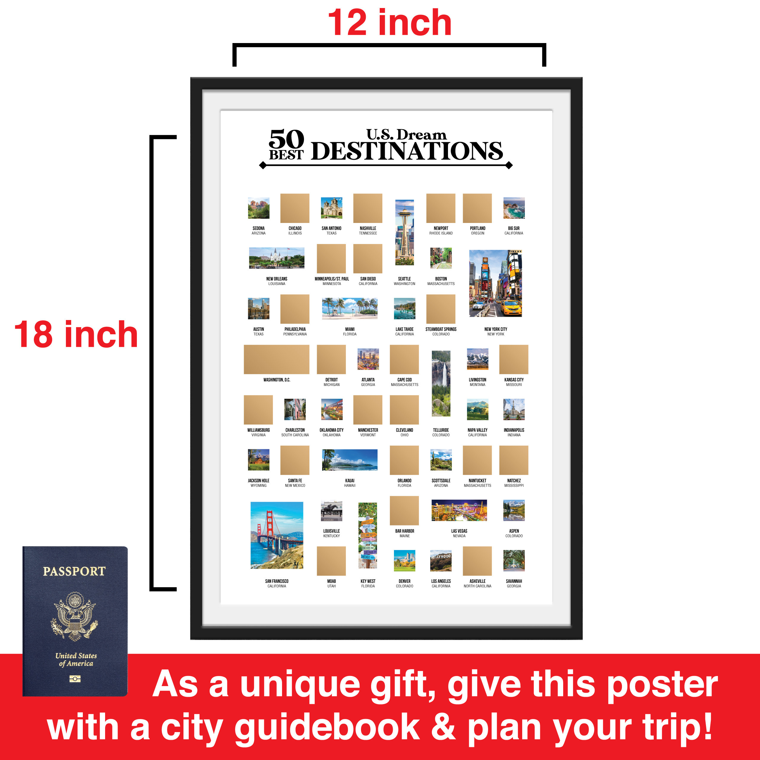 USA Bucket List Scratch off Poster, Travel Bucket List Map, US Travel ...