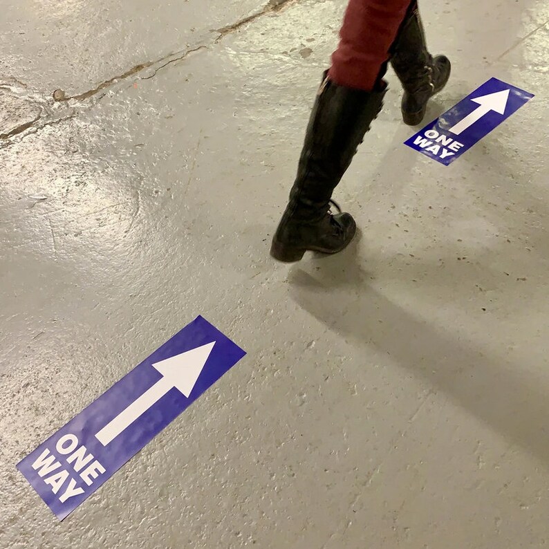 One Way Traffic Flow Floor Decals (10 Pack), One Way Floor Stickers ...