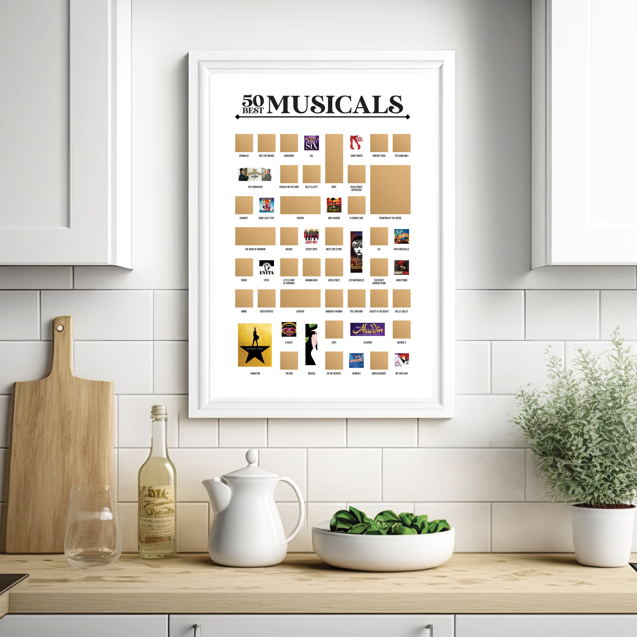 50 Best Musicals Scratch off Poster, Broadway Scratch off Poster ...