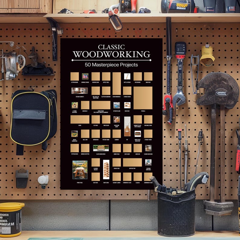 Woodworking Scratch off Bucket List Poster, Woodworker Gifts ...
