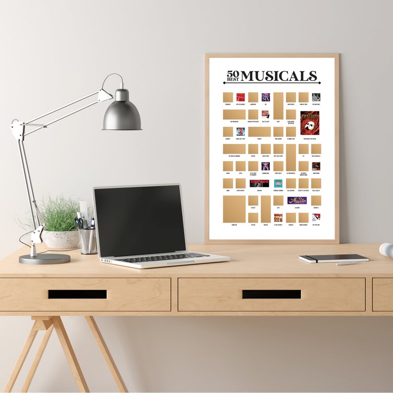 50 Best Musicals Scratch off Poster, Broadway Scratch off Poster ...
