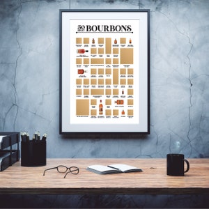 50 Best Bourbons Scratch off Poster Bourbon Bucket List Bourbon Decor ...