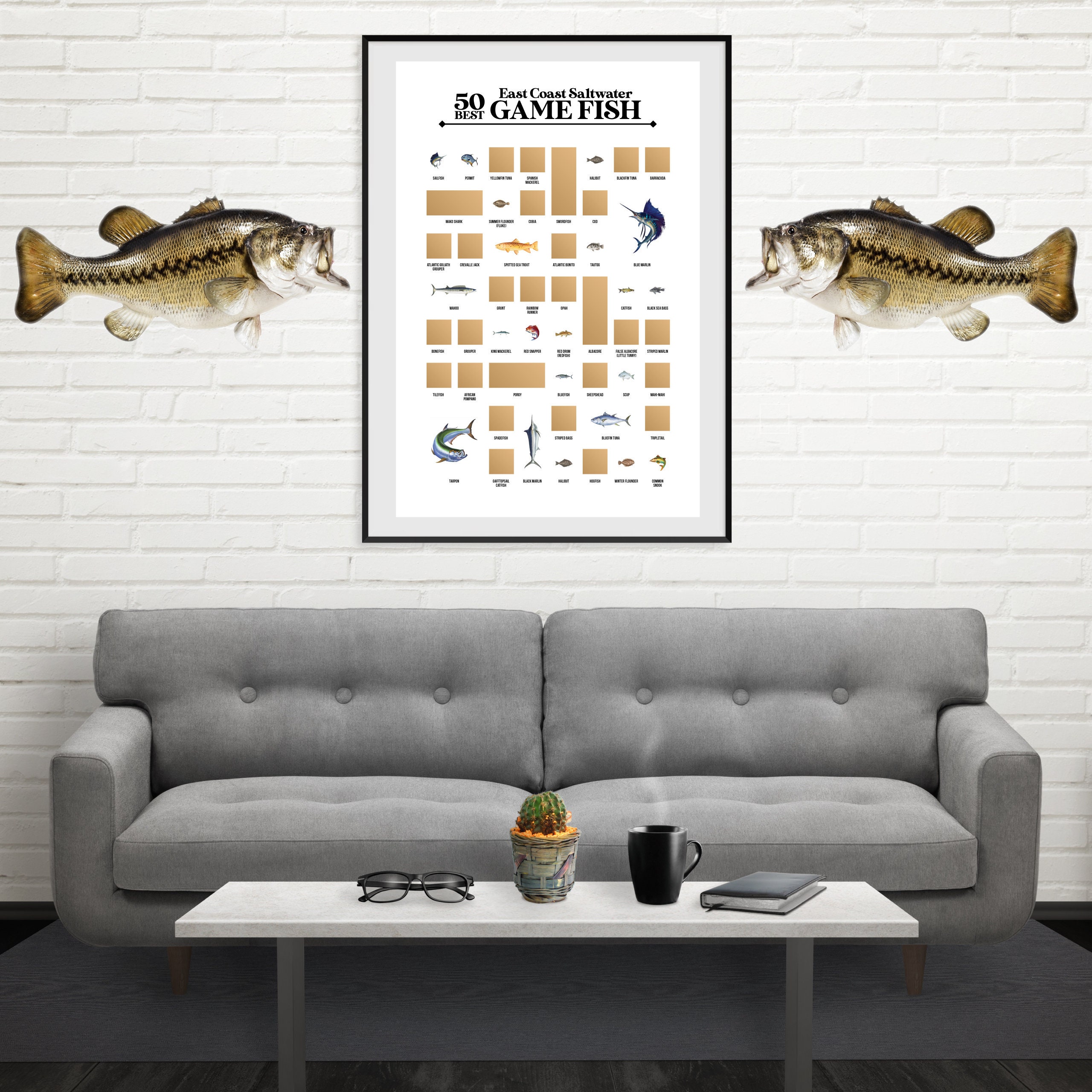 50 Best East Coast Saltwater Game Fish Scratch off Poster - Etsy