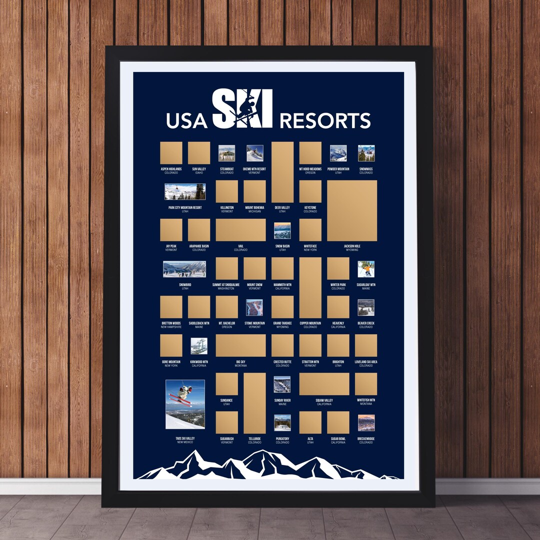 Scratch off Ski Poster, Ski Bucket List: Top 50, Scratch off USA Ski ...