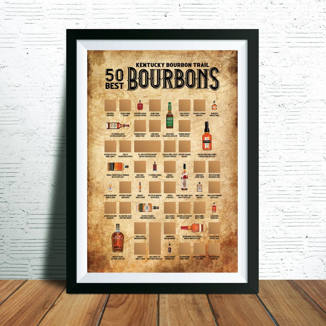 Kentucky Bourbon Trail Scratch off Poster, Bourbon Gifts for Men ...