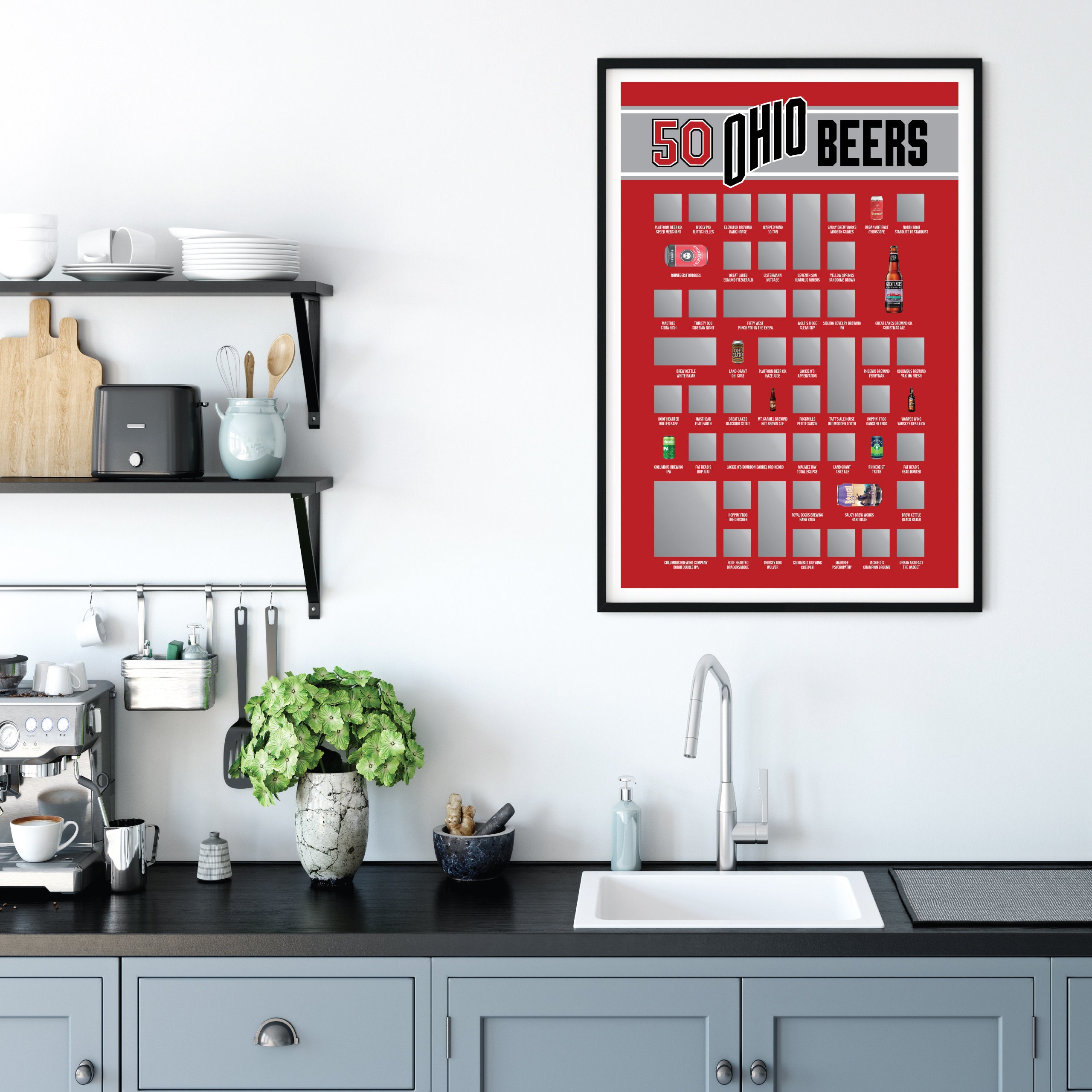 50 Best Ohio Beers Scratch off Poster, Ohio Beer Bucket List, Beer ...