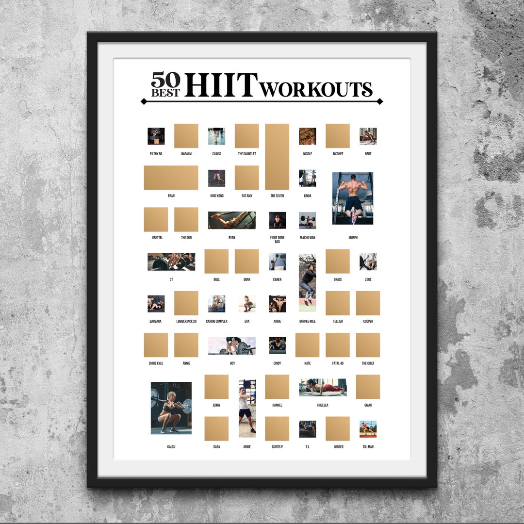 50 Best HIIT Workouts Scratch off Poster - Crossfit Poster - HIIT ...