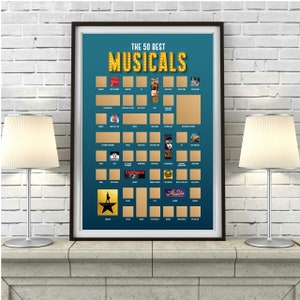 50 Best Musicals Scratch off Poster - Musical Theater Gifts - Musical ...