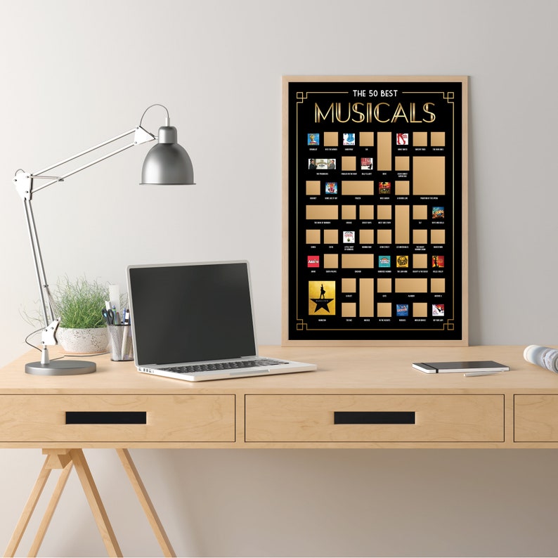 50 Best Musicals Scratch off Poster, Broadway Musicals Scratch Off ...
