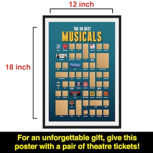 50 Best Musicals Scratch off Poster - Musical Theater Gifts - Musical ...
