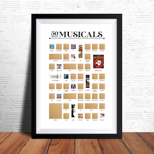 50 Best Musicals Scratch off Poster, Broadway Scratch off Poster ...
