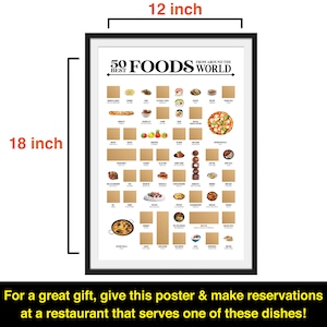 50 Best Foods From Around the World Scratch off Poster Kitchen Decor ...