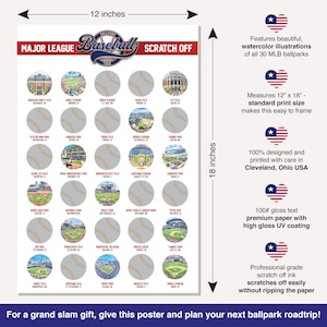 Baseball Stadium Scratch off Poster, Baseball Stadium Map, Baseball ...