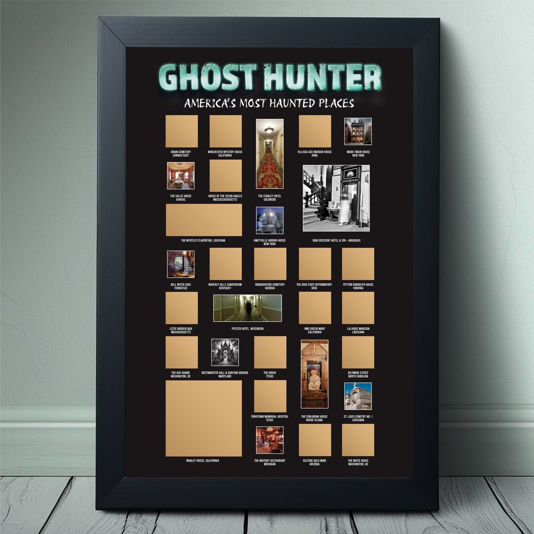 Ghost Hunter Scratch off Poster, Haunted Places Bucket List, Ghost ...