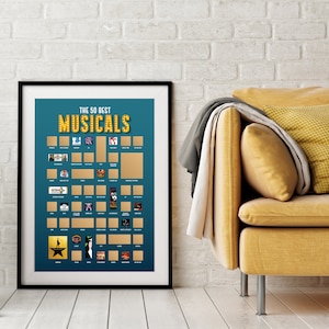 50 Best Musicals Scratch off Poster - Musical Theater Gifts - Musical ...
